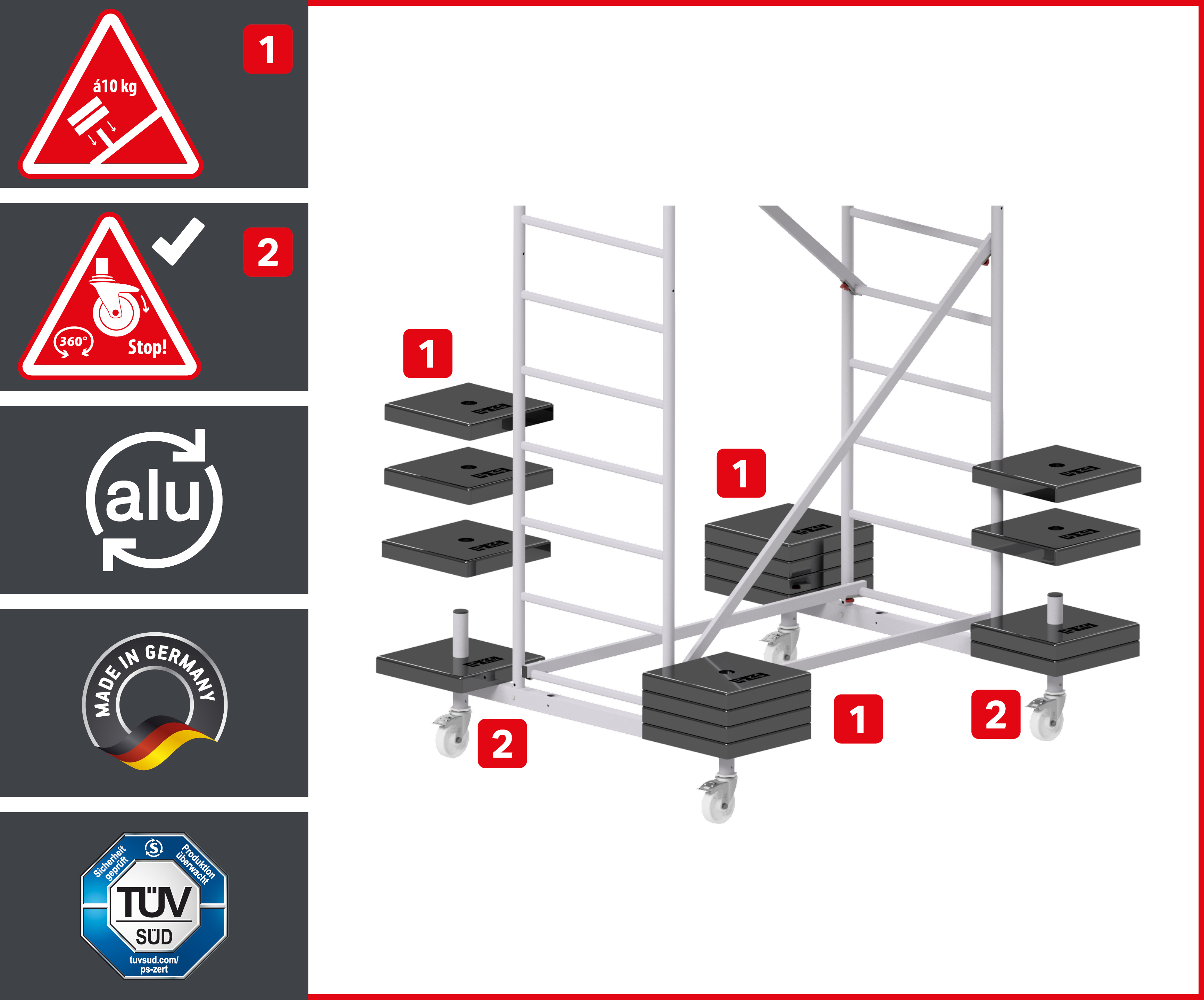 ALTEC-Shop | Rollfix 1.0 300 | with base jacks | standard traverse with ...